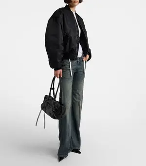 Balenciaga Technical Satin Bomber Jacket - Black