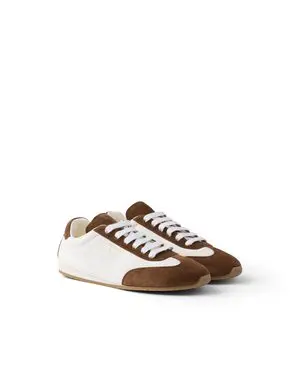 Prada Nappa Leather And Suede Sneakers - Neutral
