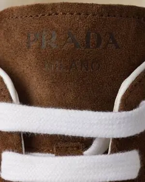 Prada Nappa Leather And Suede Sneakers - Neutral