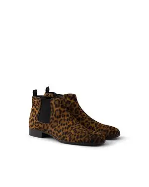 Prada Printed Leather Booties - Neutral