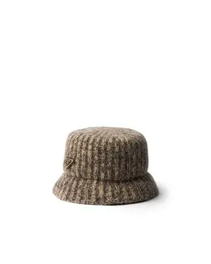 Prada Mélange Knit Bucket Hat - Brown