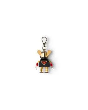 Prada Robot Plexiglas And Saffiano Leather Keychain Charm - Black
