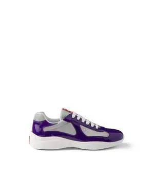 Prada Patent Leather And Technical Fabric Sneakers - Purple
