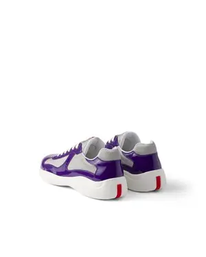 Prada Patent Leather And Technical Fabric Sneakers - Purple