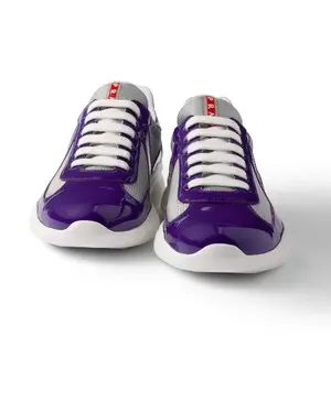 Prada Patent Leather And Technical Fabric Sneakers - Purple