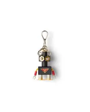 Prada Robot Plexiglas And Saffiano Leather Keychain Charm