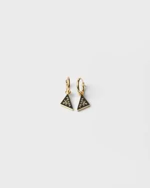 Prada Enameled Metal Earrings - Gold/black