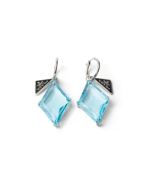 Prada Metal And Glass Earrings - Green