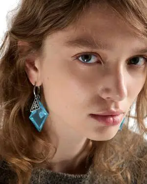 Prada Metal And Glass Dangle Earrings
