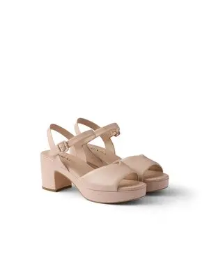 Prada Padded Nappa Leather Platform Sandals - Neutral