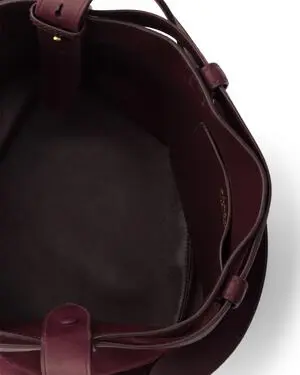 Prada Buckle Belted Suede Bucket Bag - Red