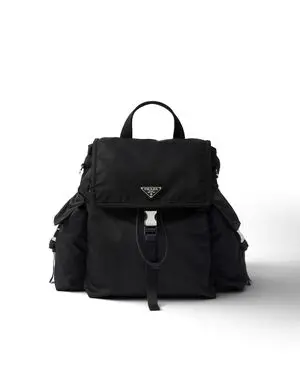 Prada Re-nylon And Leather Backpack - Black