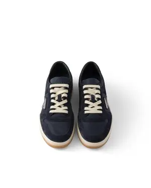 Prada Downtown Re-nylon And Suede Sneakers - Blue