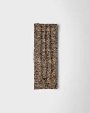 Prada Mélange Wool And Cashmere Scarf - Camel/black