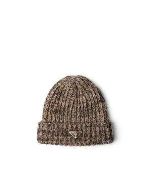 Prada Mélange Knit Beanie - Brown