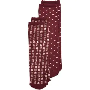 Oroblu Joyful Assorted Crew Socks 2 Pack - Bordeaux