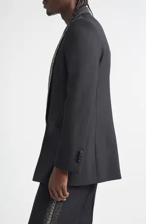 Amiri Crystal Embellished Lapel Single Breasted Blazer