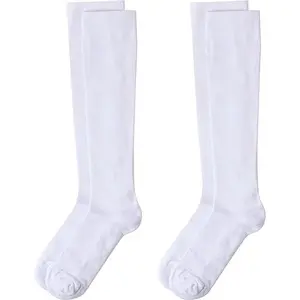 MEMOI 2-pack Wellfit Cushioned Cotton-blend Graduated Compression Knee High Socks - White-white