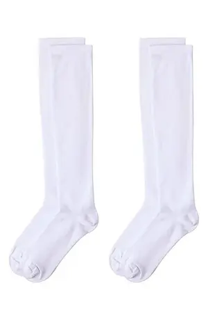 MEMOI 2-pack Graduated Compression Crew Socks - White-white