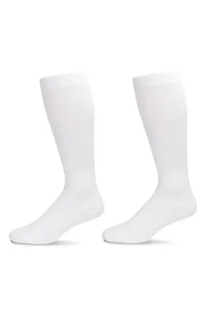 MEMOI 2-pack Graduated Compression Crew Socks - White-white