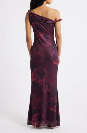 Lulus Twist Strap Floral Mermaid Gown