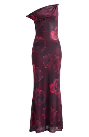Lulus Twist Strap Floral Mermaid Gown