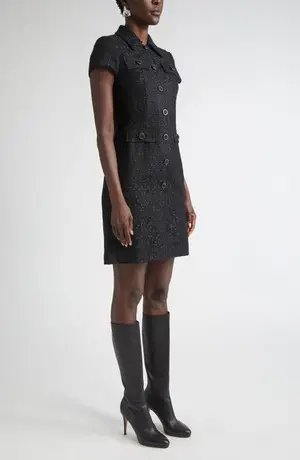St. John Metallic Tweed Shirtdress