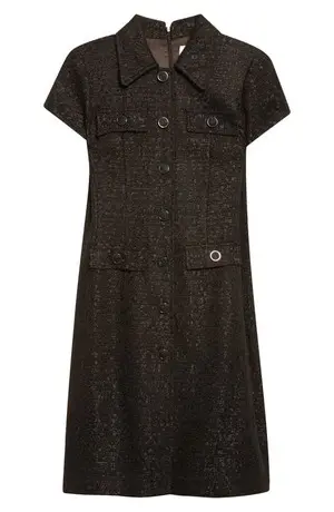St. John Metallic Tweed Shirtdress