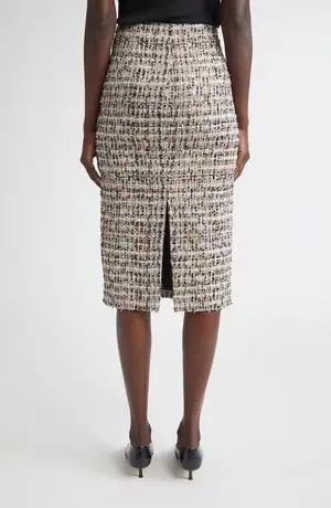 St. John Metallic Tweed Pencil Skirt
