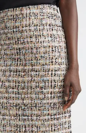 St. John Metallic Tweed Pencil Skirt