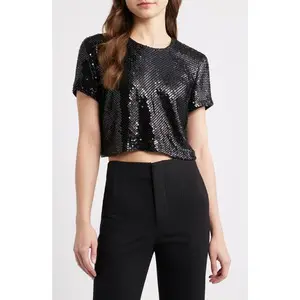 FRAME Sequin Embellished Crop Top