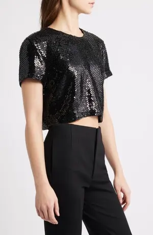 FRAME Sequin Embellished Crop Top