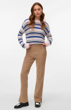 Vero Moda Lenora Stripe Pointelle Knit Sweater