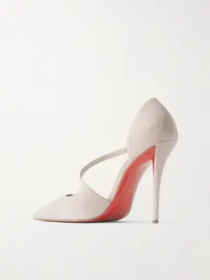 CHRISTIAN LOUBOUTIN Miss Ziggyta 100 Suede Pumps - Neutrals