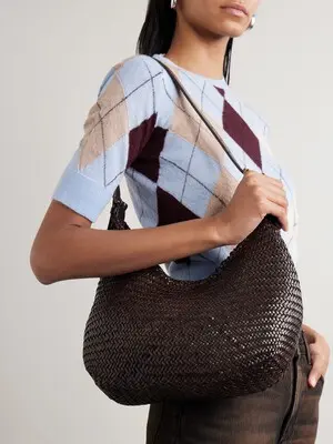 Dragon Diffusion Luna Mezza Woven Leather Shoulder Bag - Brown