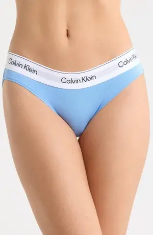 Calvin Klein Logo Printed Bikini Bottom - Blue Descent