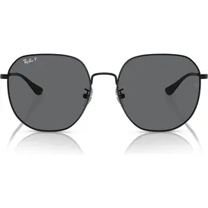 Ray-ban 60mm Polarized Round Sunglasses - Black/dark Grey Polar