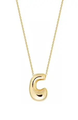 JANE BASCH DESIGNS Puffed Initial Pendant Necklace Gold - C
