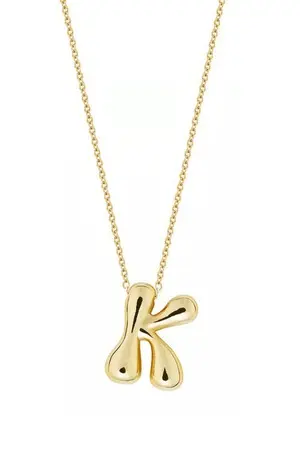 JANE BASCH DESIGNS Puffed Initial Pendant Necklace Gold - K