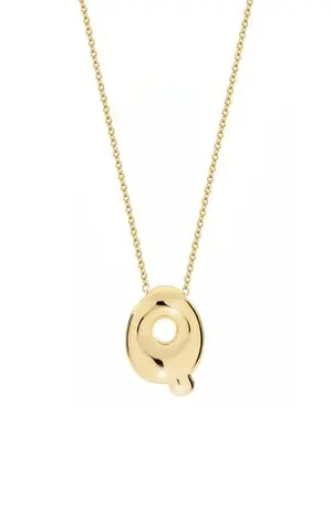 JANE BASCH DESIGNS Puffed Initial Pendant Necklace Gold - Q