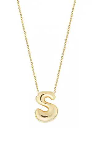 JANE BASCH DESIGNS Puffed Initial Pendant Necklace Gold - S