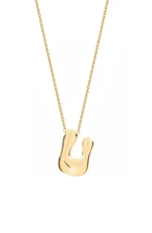 JANE BASCH DESIGNS Puffed Initial Pendant Necklace Gold - U