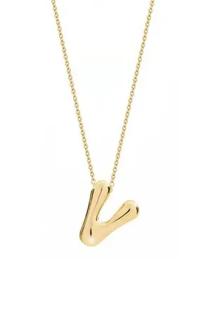 JANE BASCH DESIGNS Puffed Initial Pendant Necklace - Gold - V