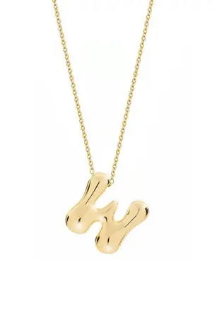 JANE BASCH DESIGNS Puffed Initial Pendant Necklace Gold - W