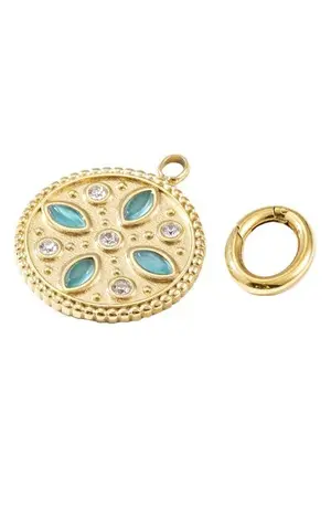 JANE BASCH DESIGNS Crystal Charm And Connector - Yellow Gold/blue
