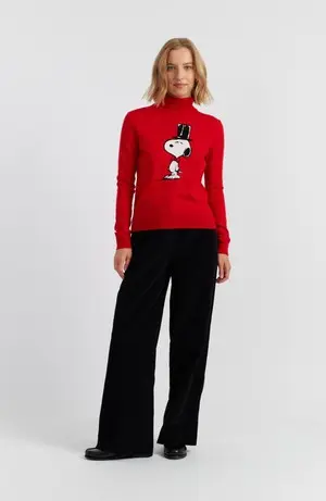 Chinti & Parker Wool-cashmere Snoopy Sweater - Velvet Red