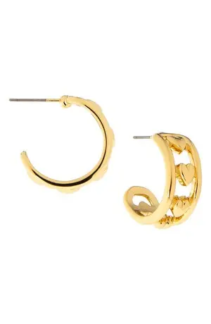 MARLYN SCHIFF Mariah Heart Hoop Earrings - Gold