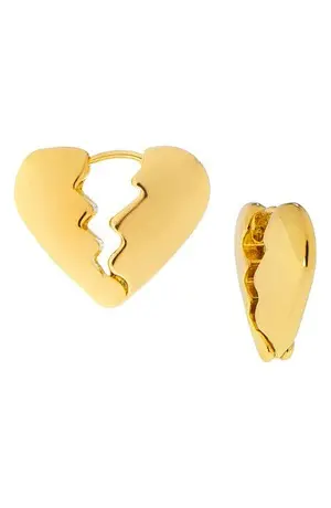MARLYN SCHIFF Mariah Broken Heart Hoop Earrings - Gold