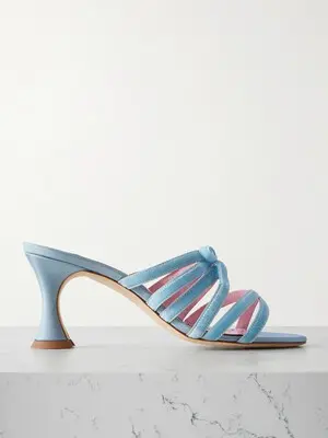 Manolo Blahnik Clementel 70 Velvet And Satin Mules - Blue