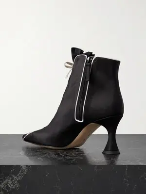Manolo Blahnik Nolhac 70 Ruffled Velvet-trimmed Silk Ankle Boots